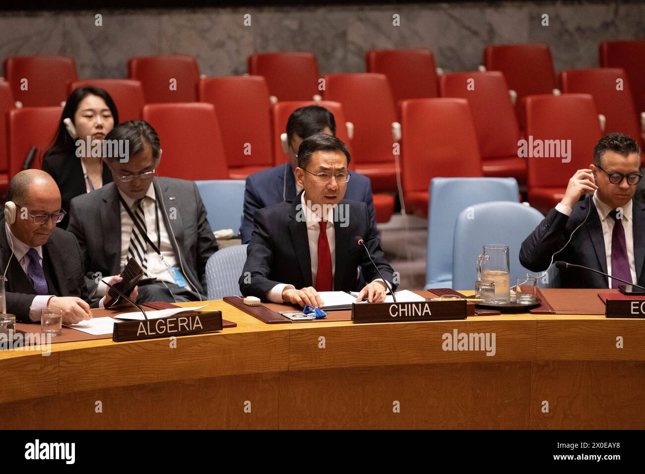 United Nations, UN headquarters in New York. 11th Apr, 2024. Geng ...
