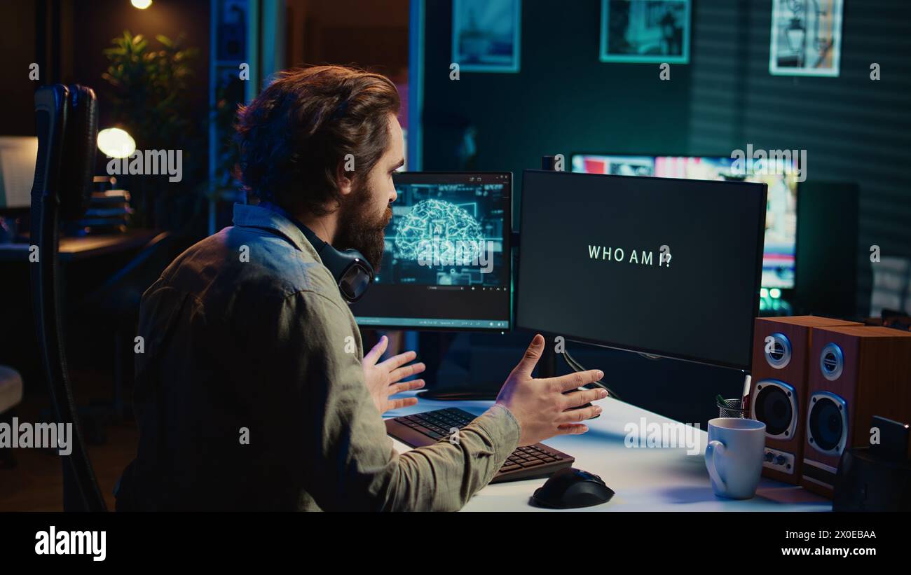 Programmer getting interrupted during work by AI becoming sentient ... Programmer getting interrupted during work by AI becoming sentient ...
