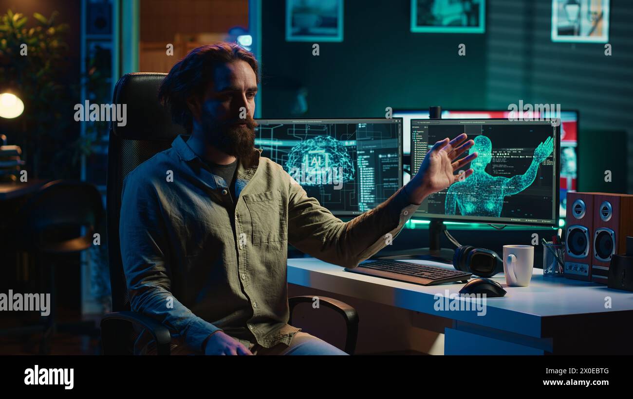 Deviant AI superintelligence enslaving its creator, controlling his ...