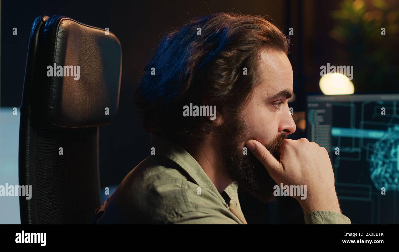 Computer scientist updating artificial intelligence machine learning ...