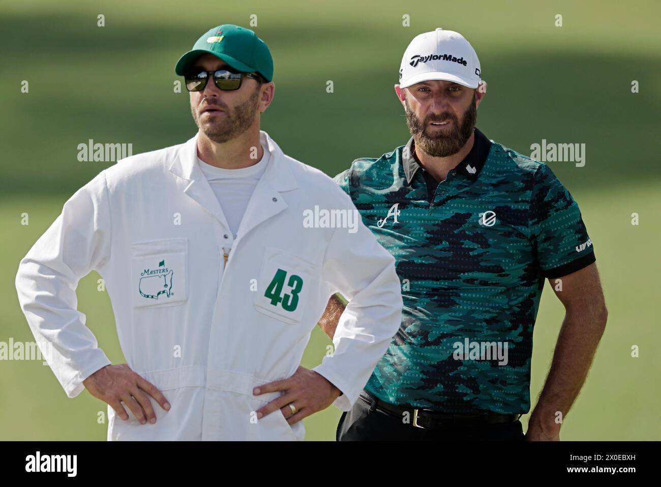 Augusta, United States. 11th Apr, 2024. Dustin Johnson stands with his ...