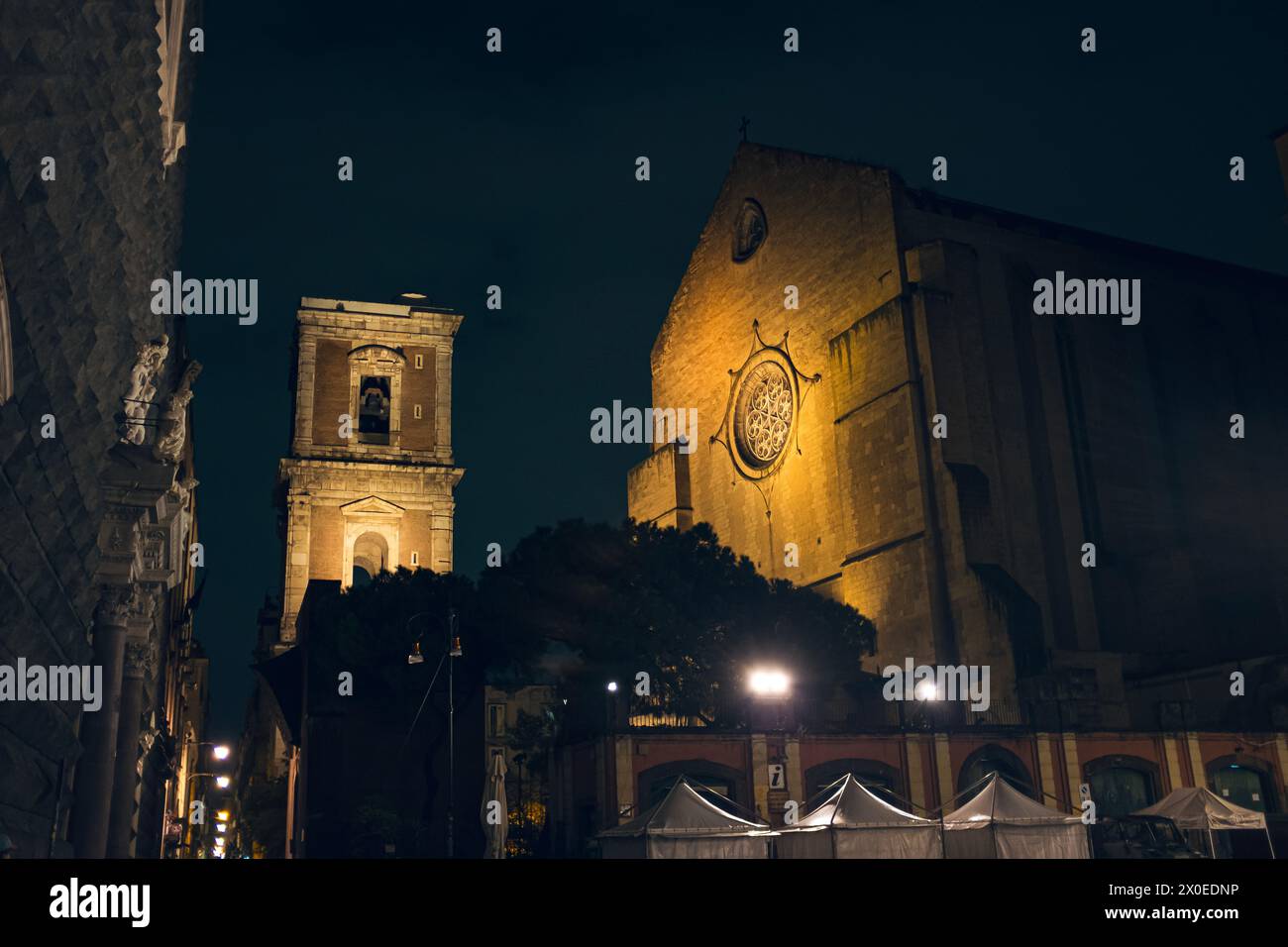 Image of the Basilica of Santa Clara with its Tower in Naples Stock ...
