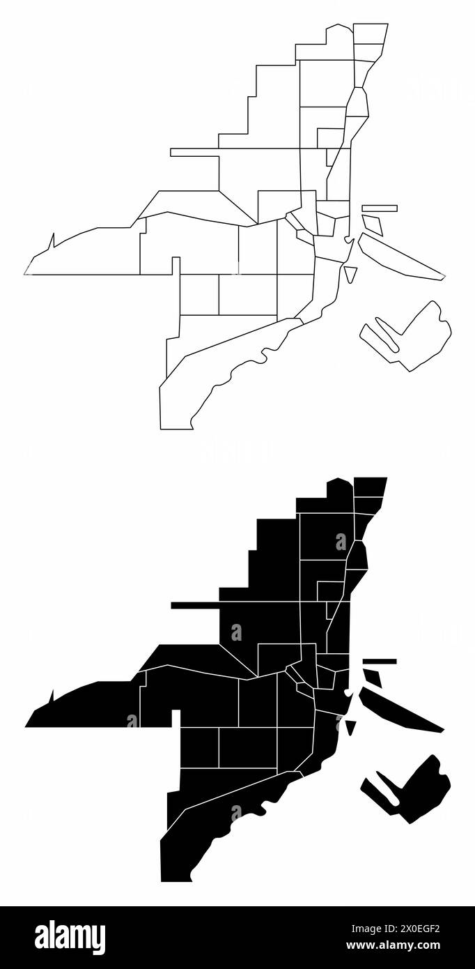 The administrative maps of Miami city, USA Stock Vector Image & Art - Alamy