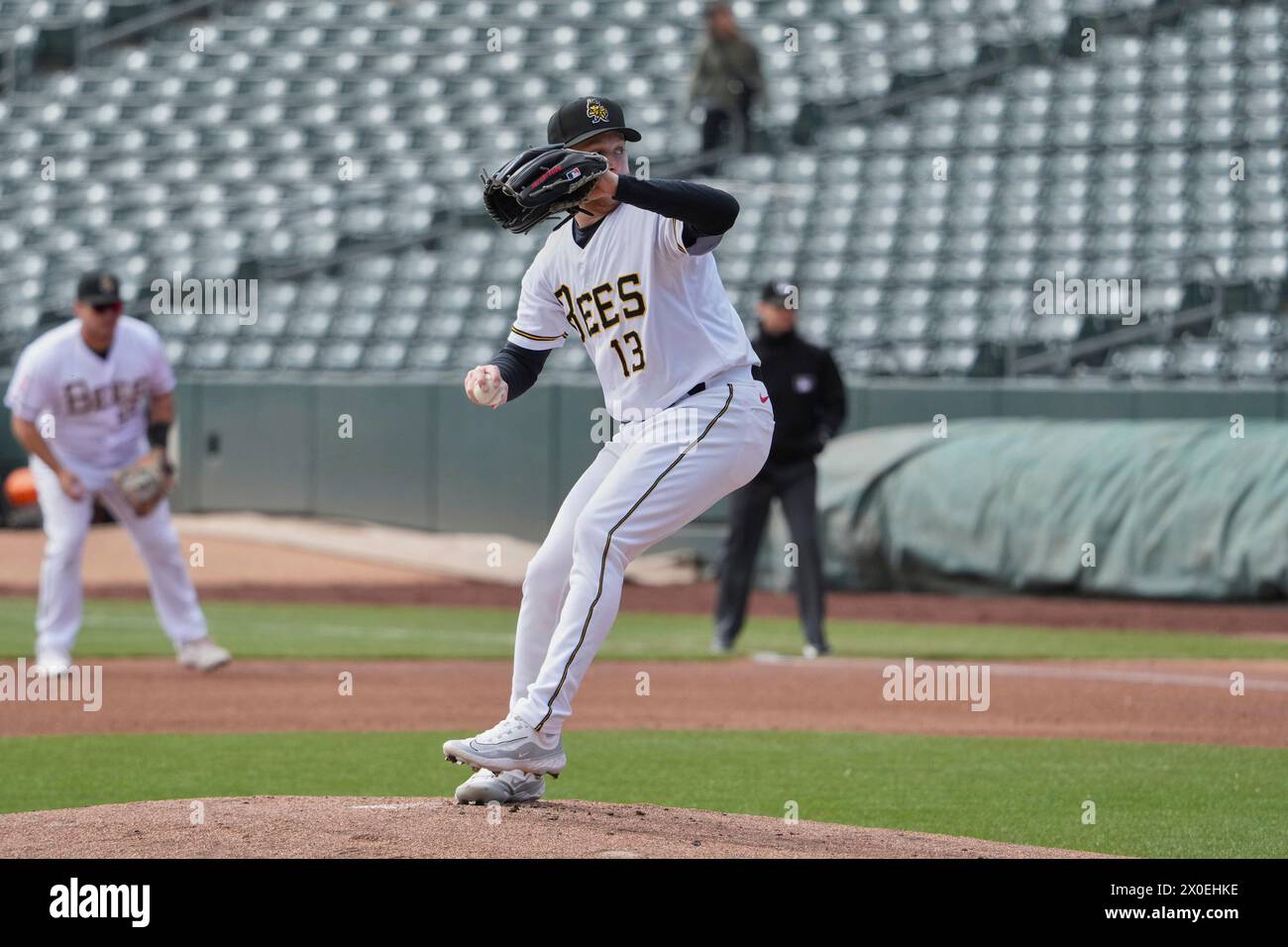 Salt Lake UT, USA. 22nd Apr, 2023. Sale Lake pitcher Davis Daniel (13 ...