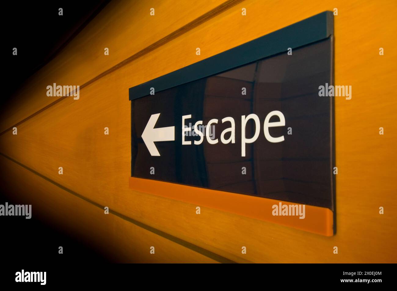 "Escape" or emergency exit sign in office tower in Santiago, Chile ...