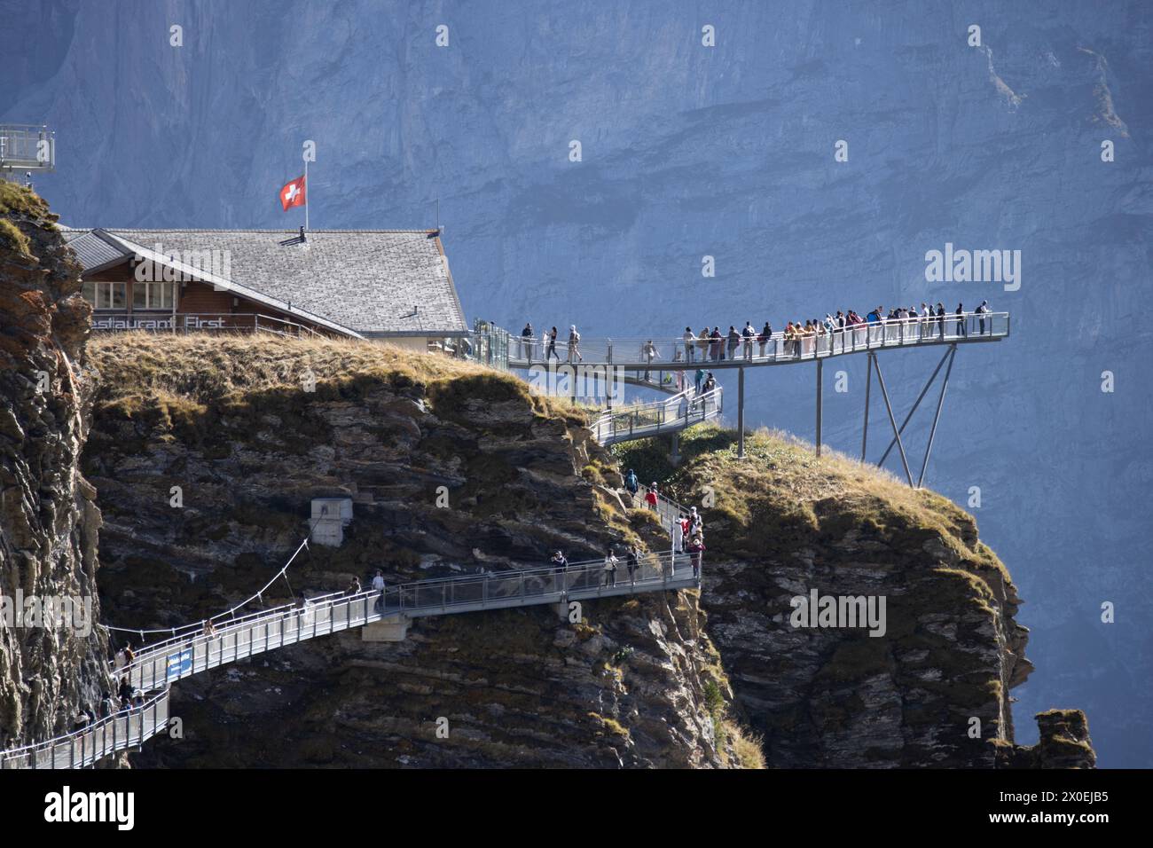 Cliff Walk at the top of Grindelwald First, Swiss Alps Stock Photo - Alamy