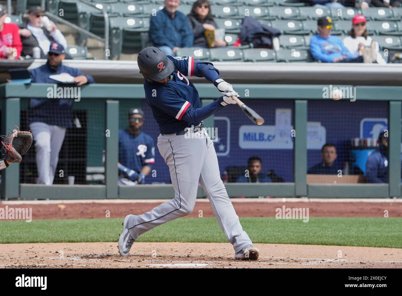 Salt Lake UT, USA. 7th Apr, 2024. Tacoma thrid baseman Brian Anderson ...