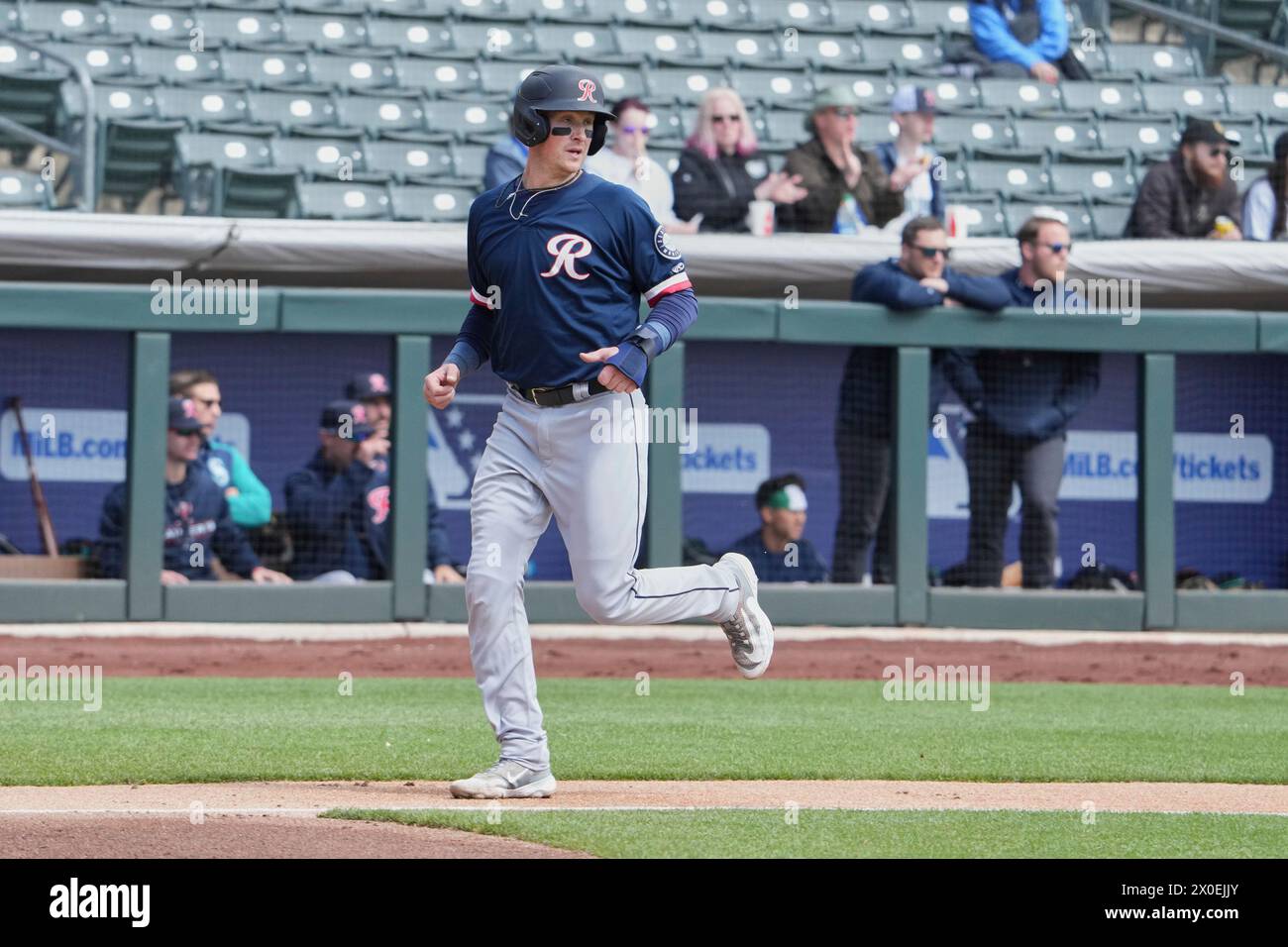 Salt Lake UT, USA. 7th Apr, 2024. Tacoma catcher Michael Papierski (21 ...