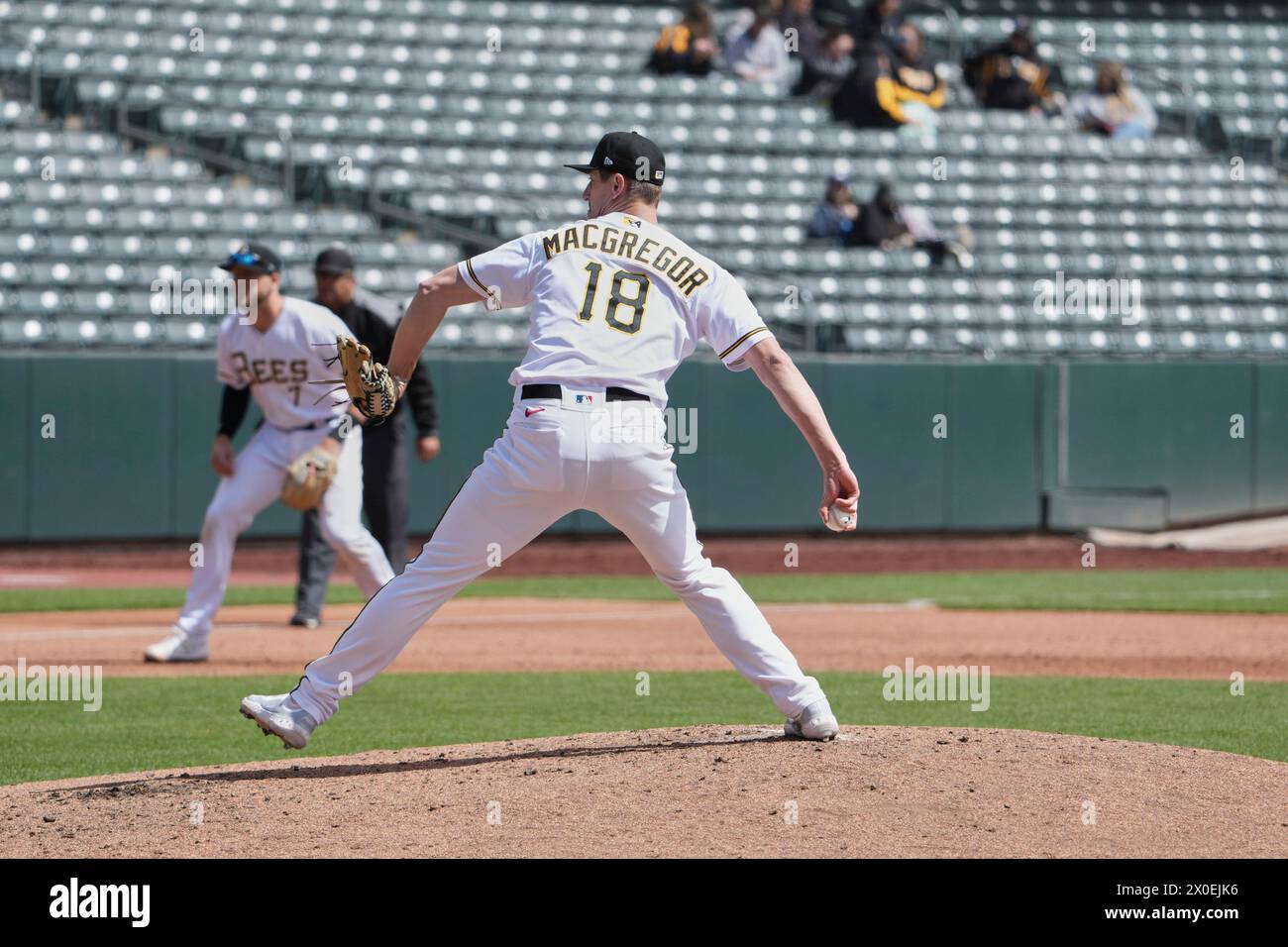Salt Lake UT, USA. 22nd Apr, 2023. Sale Lake pitcher Travis MacGregor ...