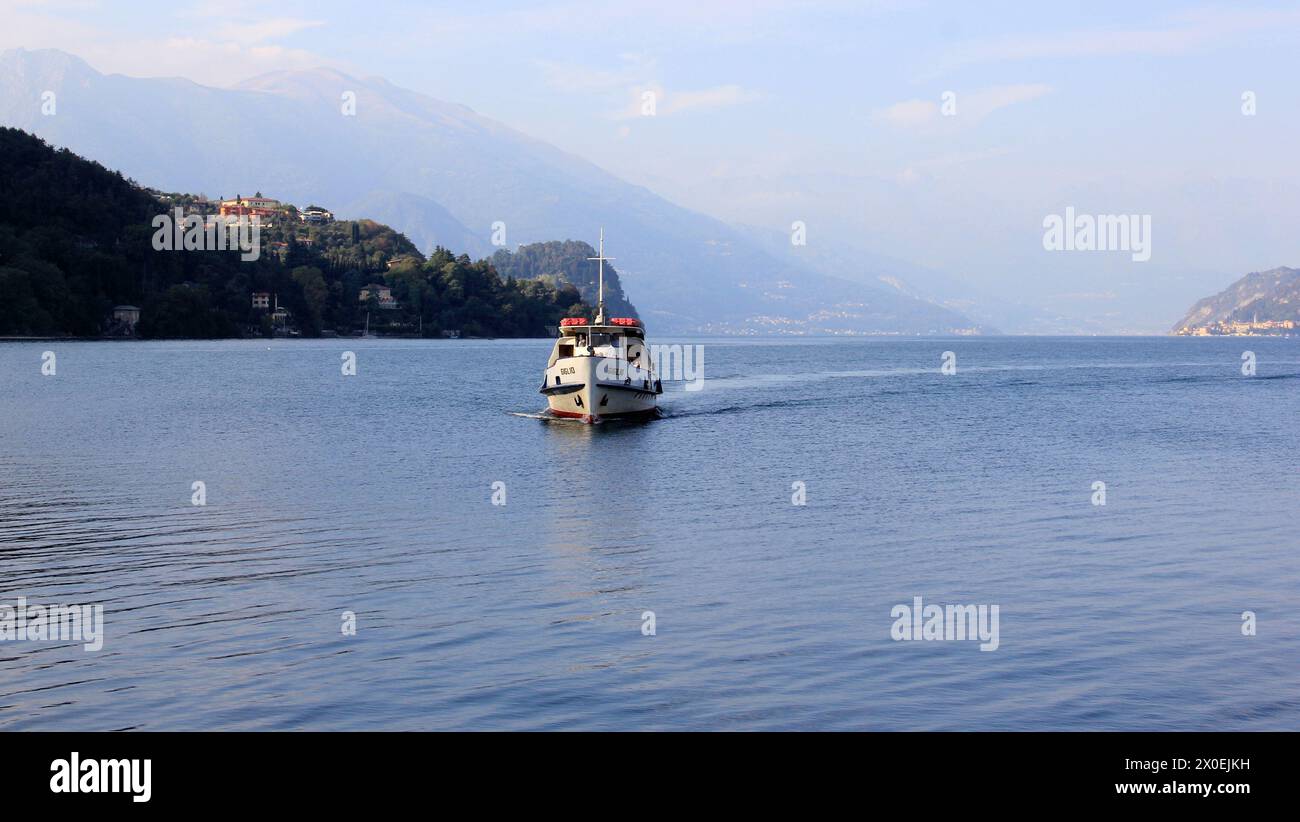 Commuter boat on the Lake Como, Limonta, Italy Stock Photo - Alamy