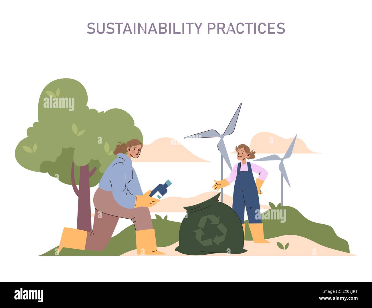 Sustainability Practices concept. Family participates in eco-friendly ...