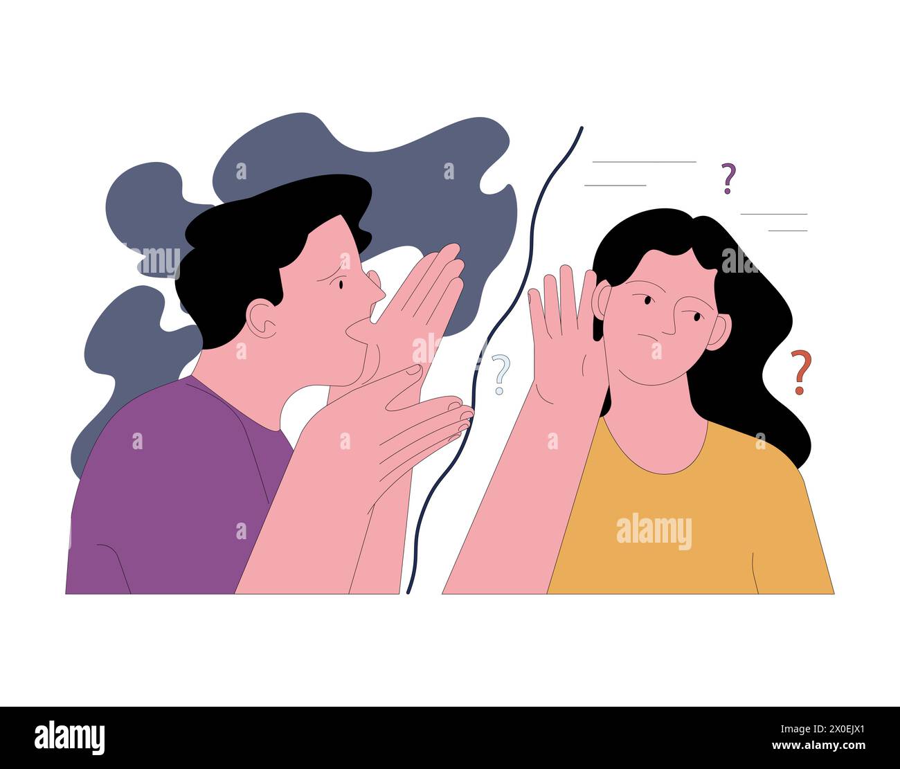 Fear of misunderstanding or misinterpretation. Scared man trying to ...