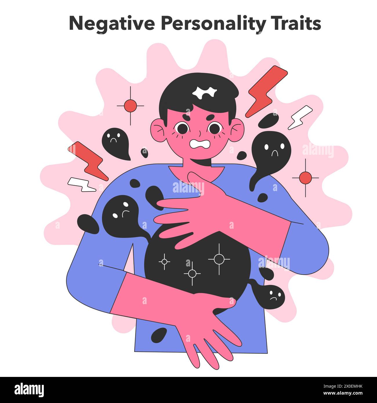 Negative Personality Traits concept. A single figure engulfed by shadows, illustrating the ...