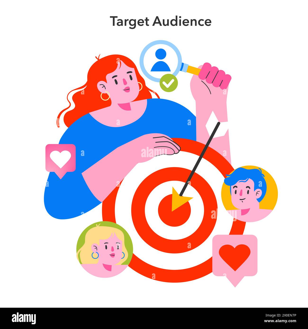 Momentary Marketing illustration. Precise targeting with a focused ...