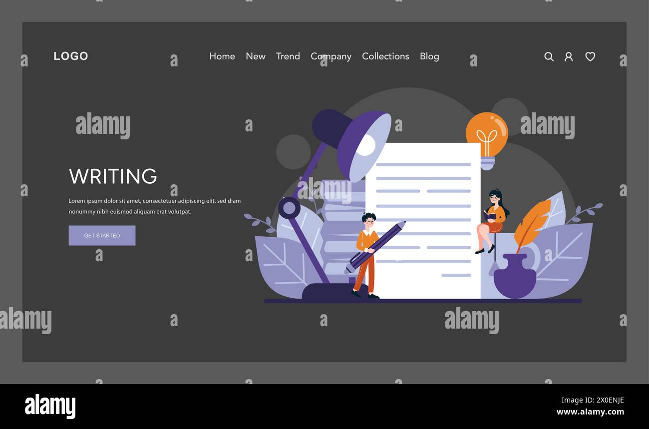 Writing Passion concept. Creatives immersed in literature and ideation ...