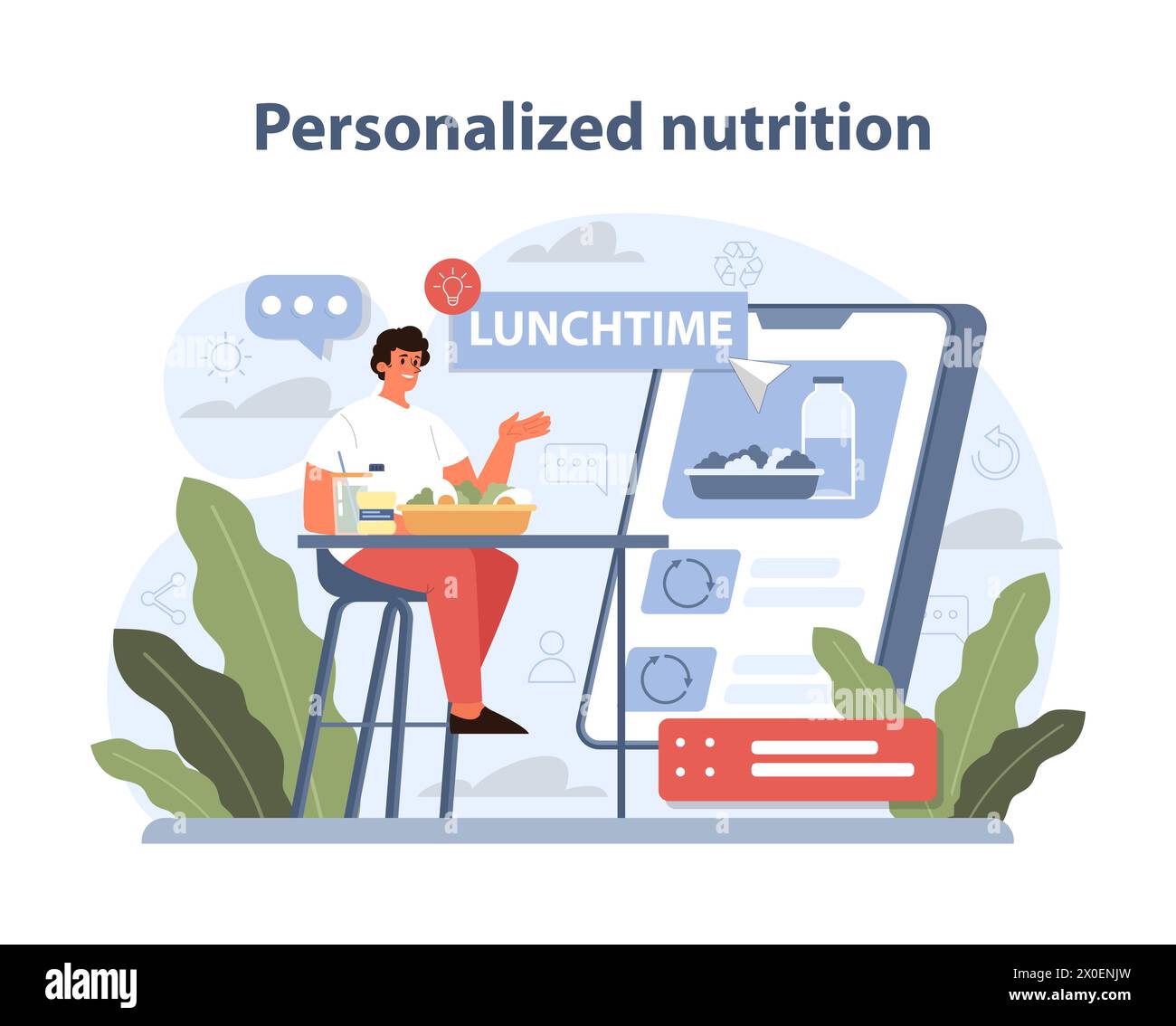 Personalized Nutrition Concept. A man engages with a digital nutrition ...