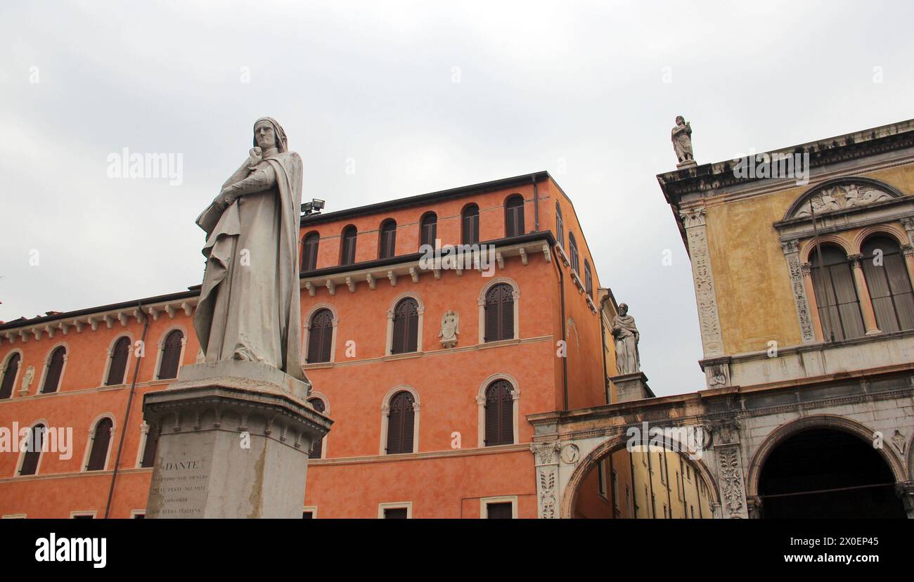 Dante Monument, installed in 1865, and other sculptures decorating ...