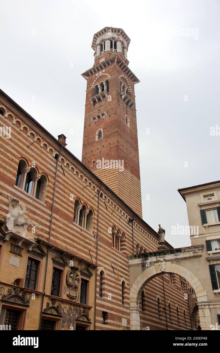 Torre dei Lamberti, Verona's tallest medieval tower, built in 1172, at ...