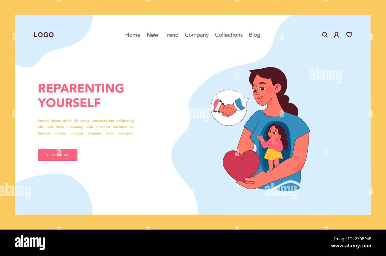 Reparenting concept. Nurturing embrace of self-love and acceptance ...