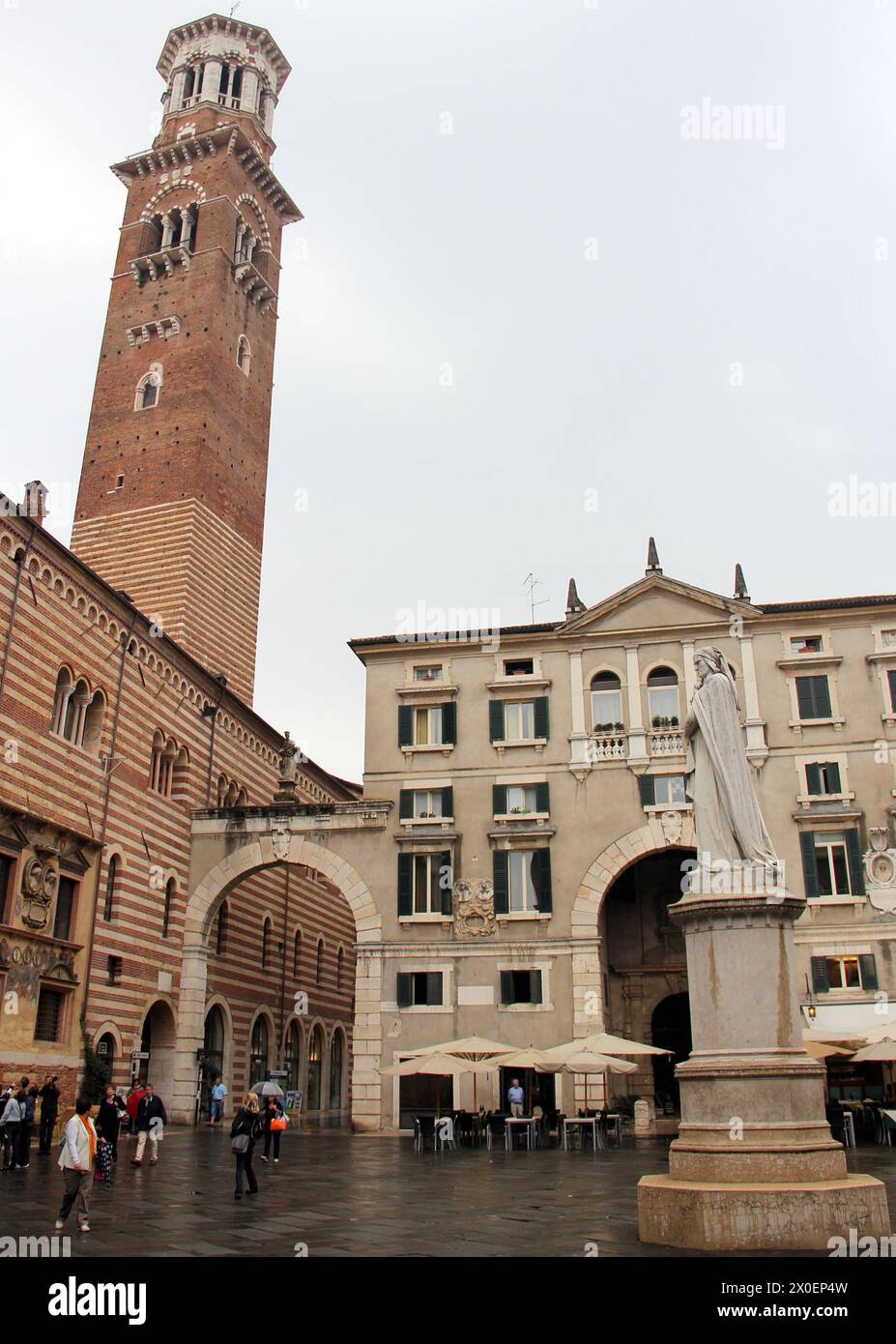 Torre dei Lamberti, Verona's tallest medieval tower, built in 1172, at ...