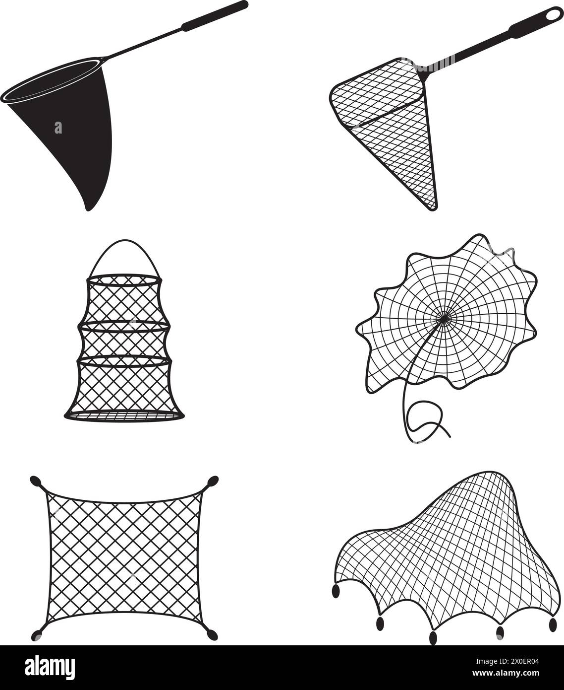 a set of fishing net icons, vector illustration simple design Stock ...