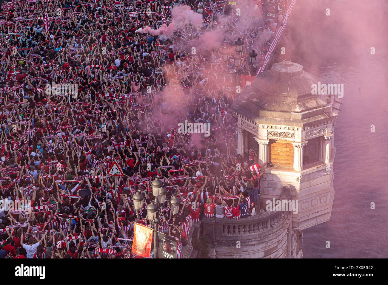 Bilbao. Spain. 20240412, Athletic Club players and supporters celebrate ...