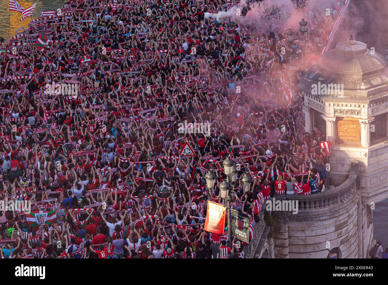 Bilbao. Spain. 20240412, Athletic Club players and supporters celebrate ...