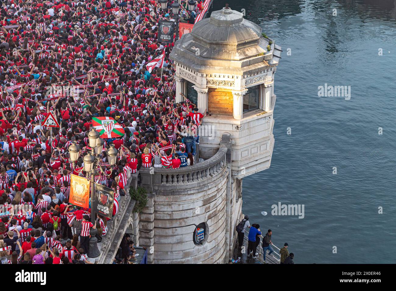Bilbao. Spain. 20240412, Athletic Club players and supporters celebrate ...