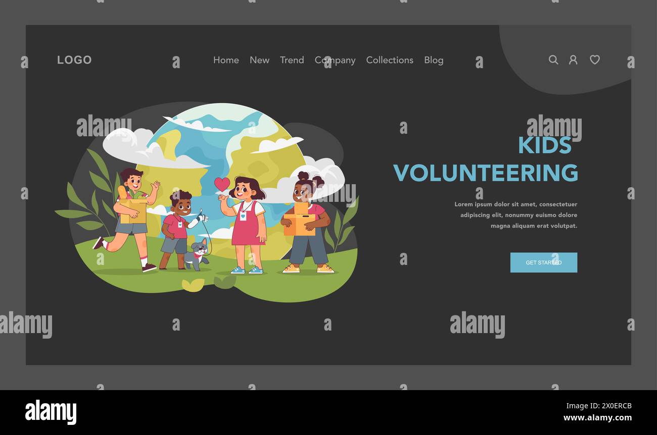 Young helpers concept. Cheerful children engaged in volunteer work ...