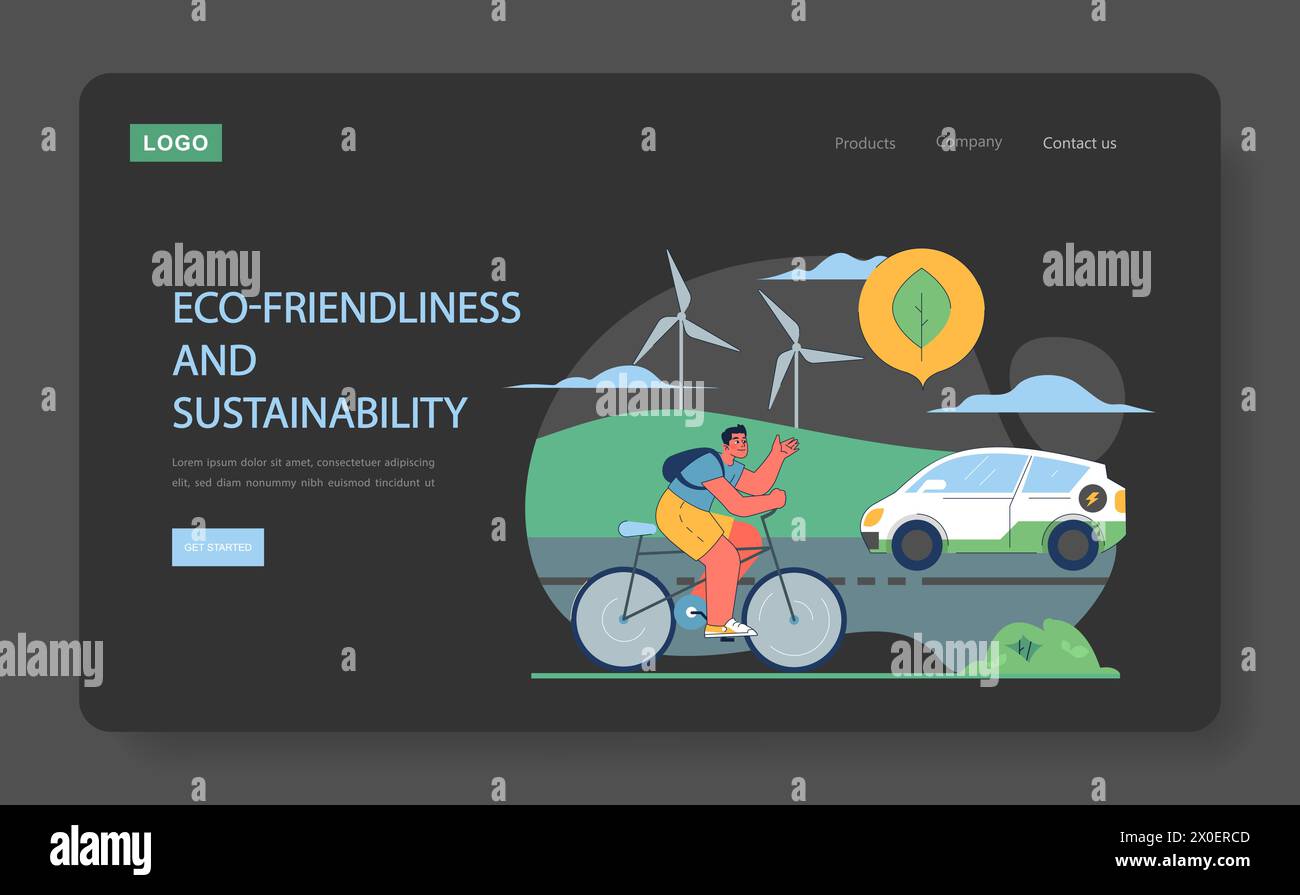 Eco-Friendliness and Sustainability concept. Cyclist in urban setting ...