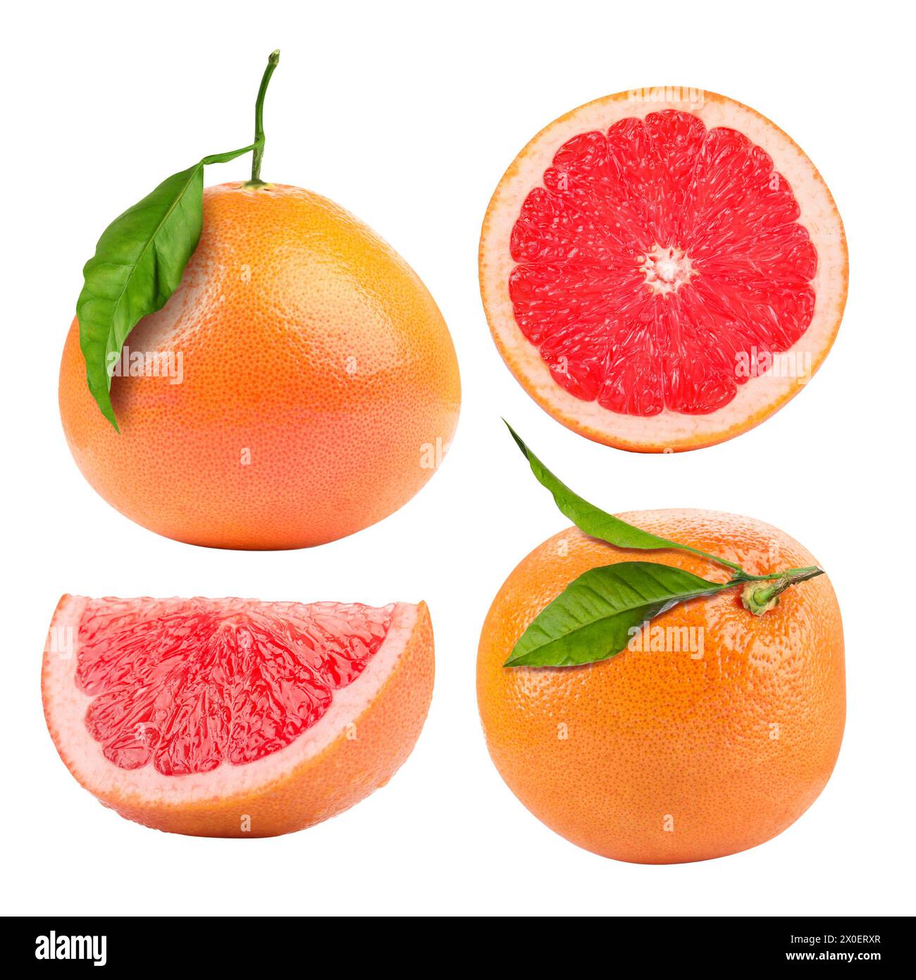 Fresh ripe grapefruits isolated on white, set Stock Photo - Alamy