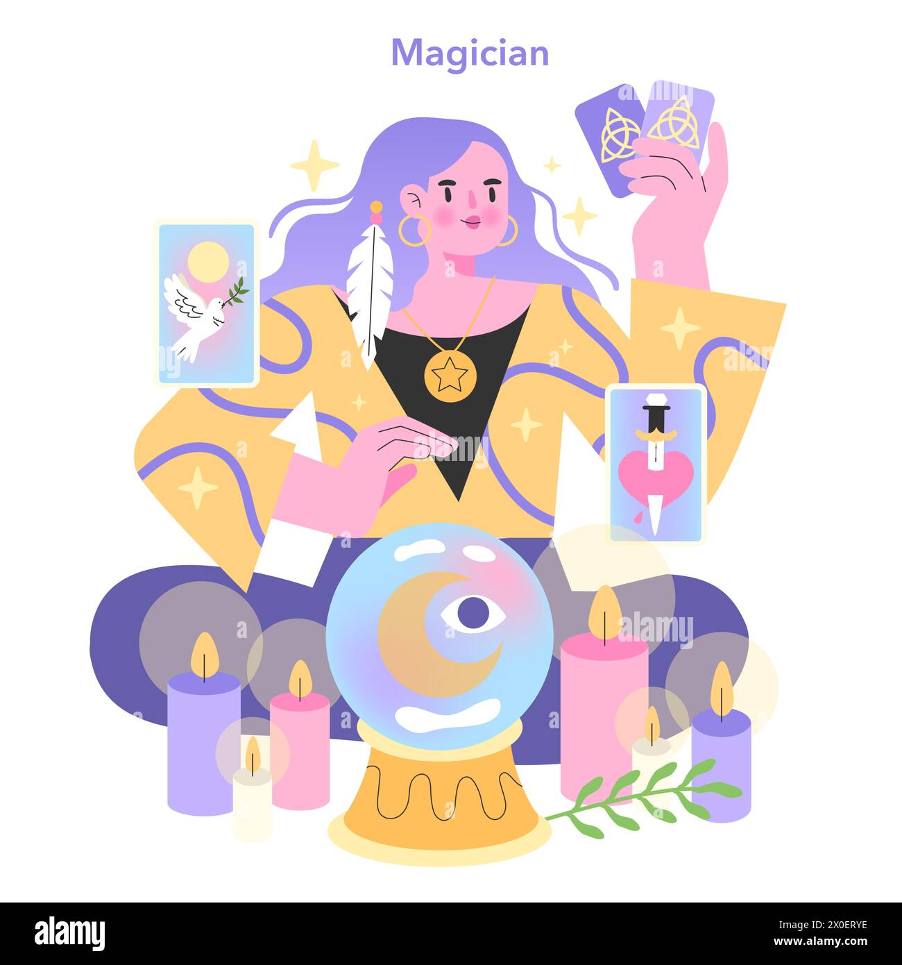 Magician Archetype illustration. A mystical figure performs ...