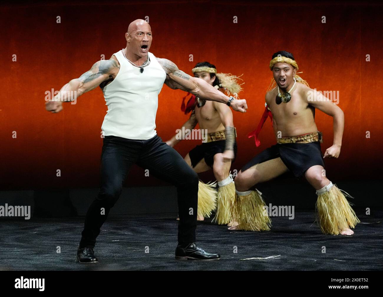 Dwayne Johnson dances onstage before introducing a clip from the ...