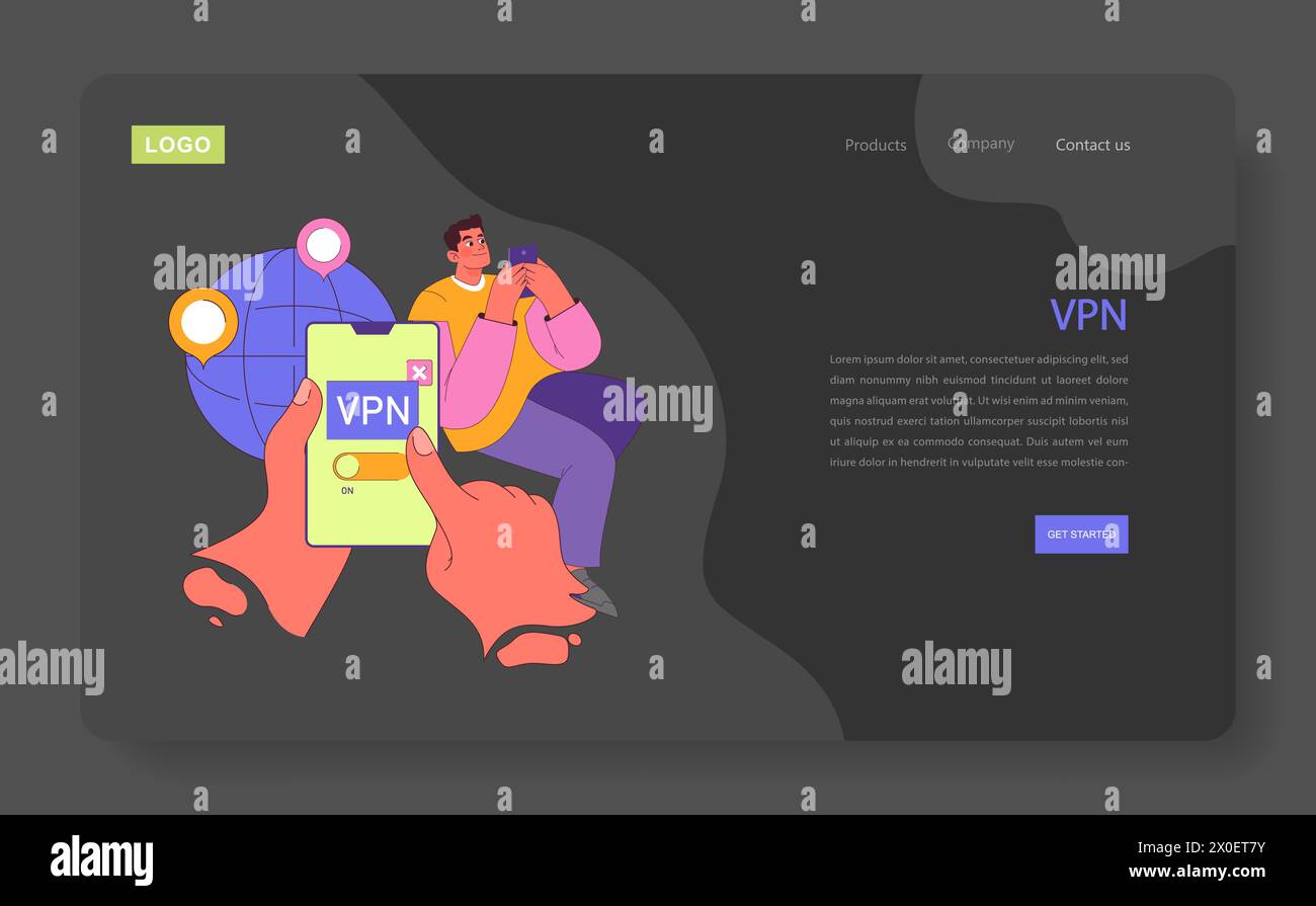 Vpn Concept Man Blissfully Connects To Global Networks Using Mobile Hand Toggles Vpn For