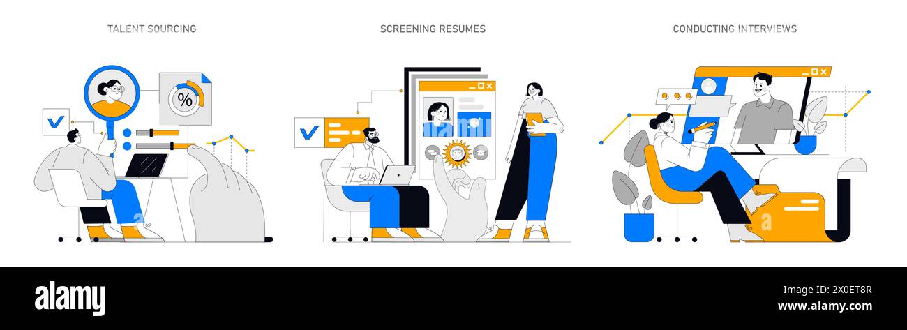 Recruitment process set. Talent sourcing, resume screening, and ...