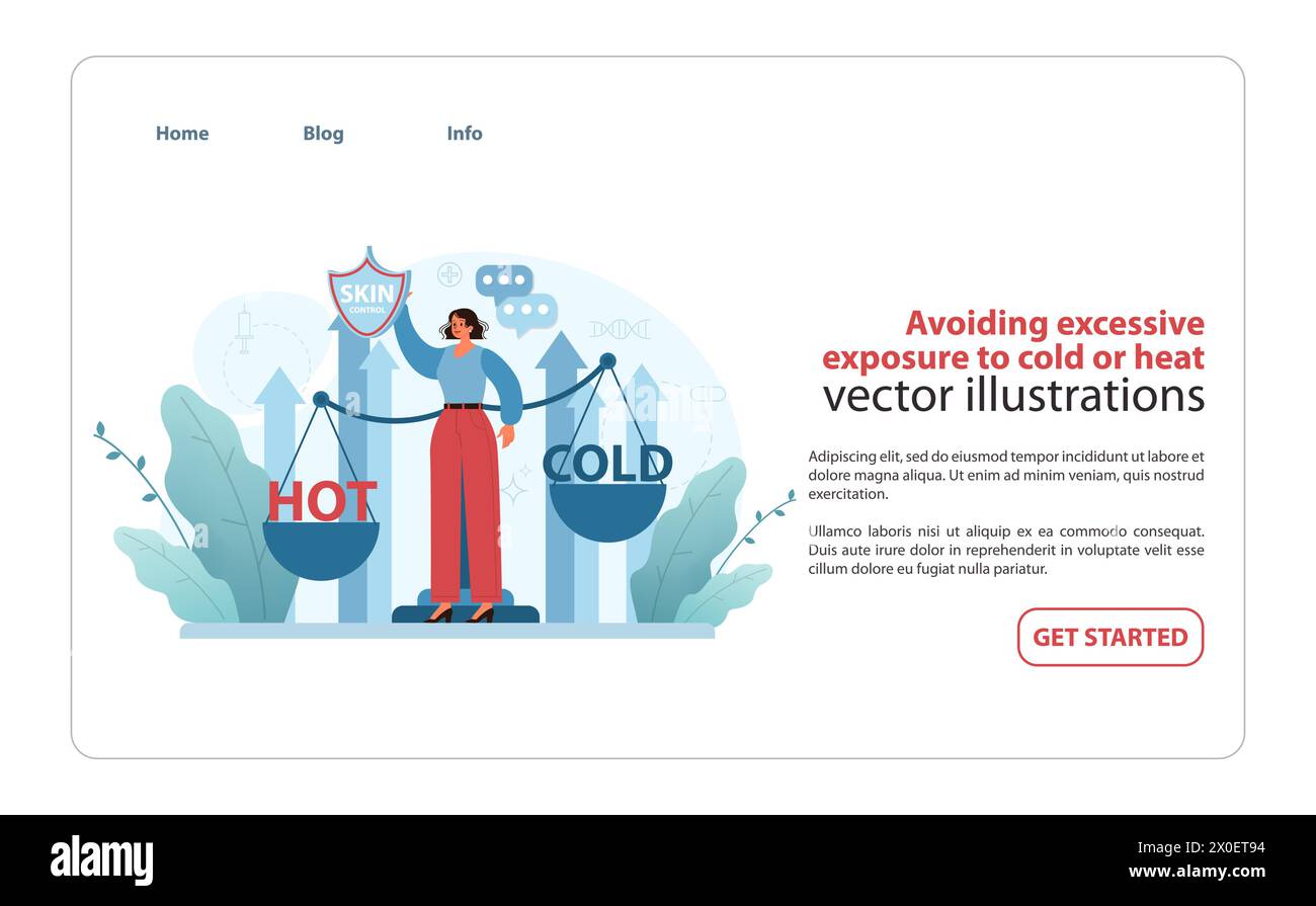 Avoiding excessive exposure to cold or heat. Illustration emphasizes ...