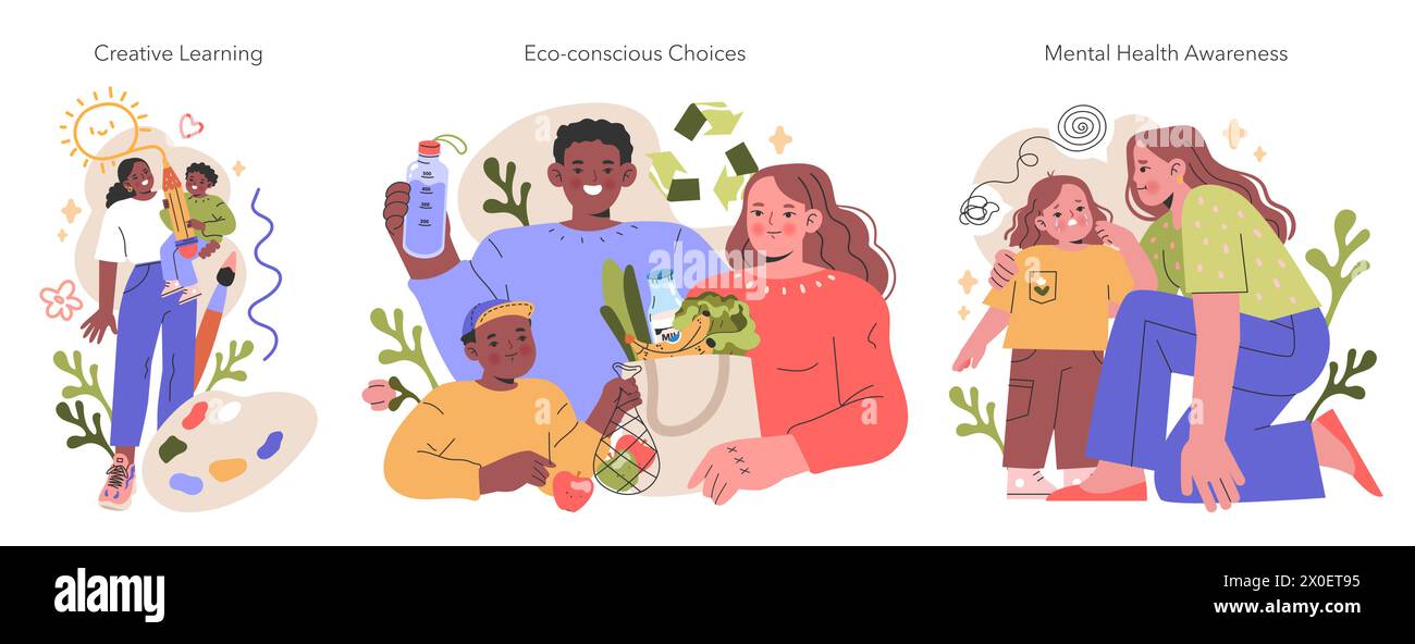 Millennial Parents illustration. Visual story of engaging in creativity ...