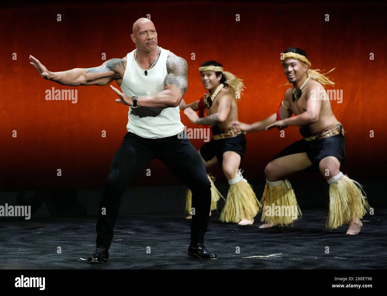 Dwayne Johnson dances onstage before introducing a clip from the ...