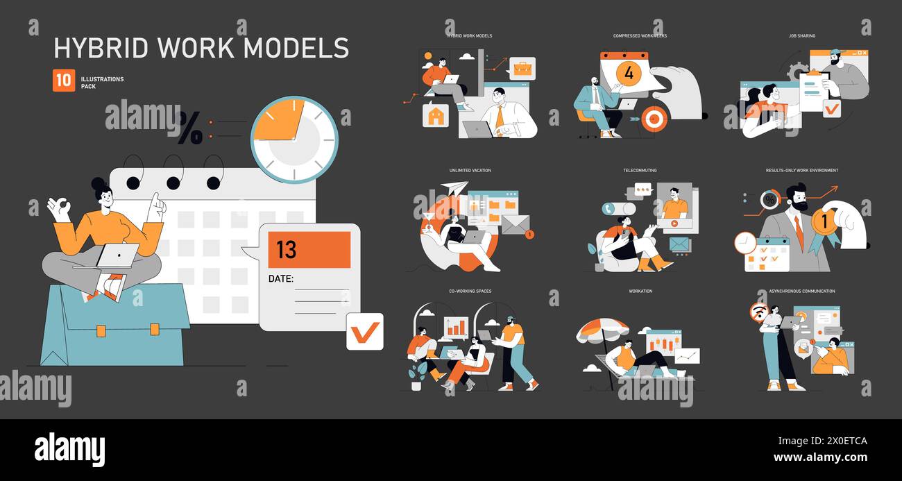 Hybrid Work Models set Exploring the versatility of modern work ...