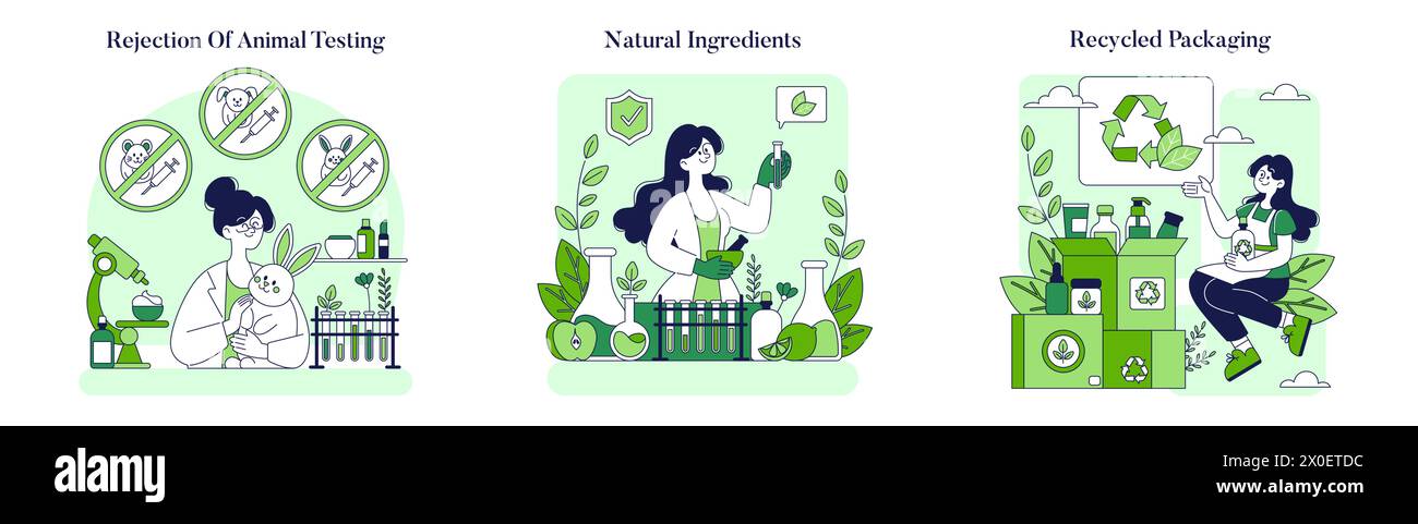 Ethical Cosmetics set. Cruelty-free practices, use of natural ...