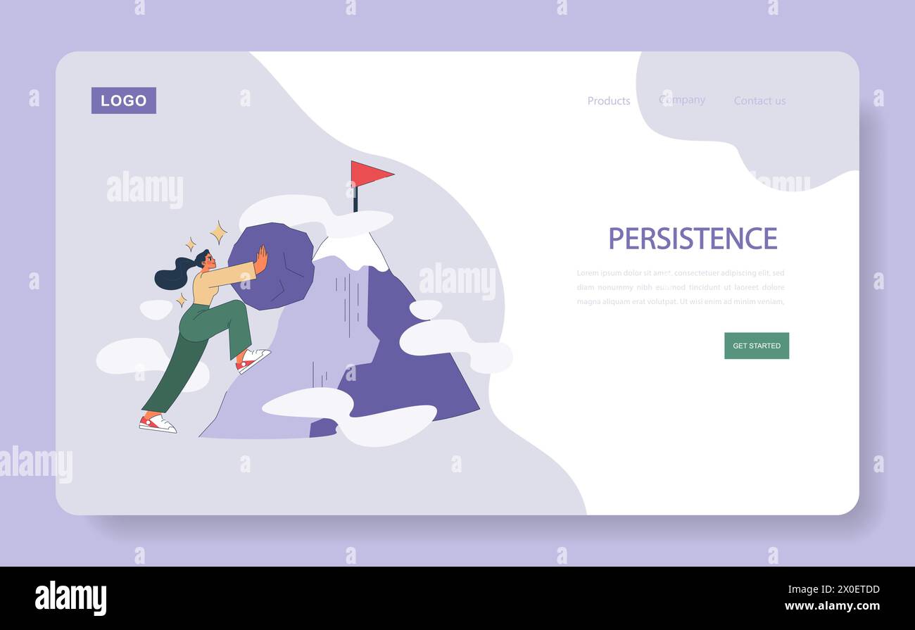 Persistence. Resolute woman pushing against obstacles to reach her goal ...