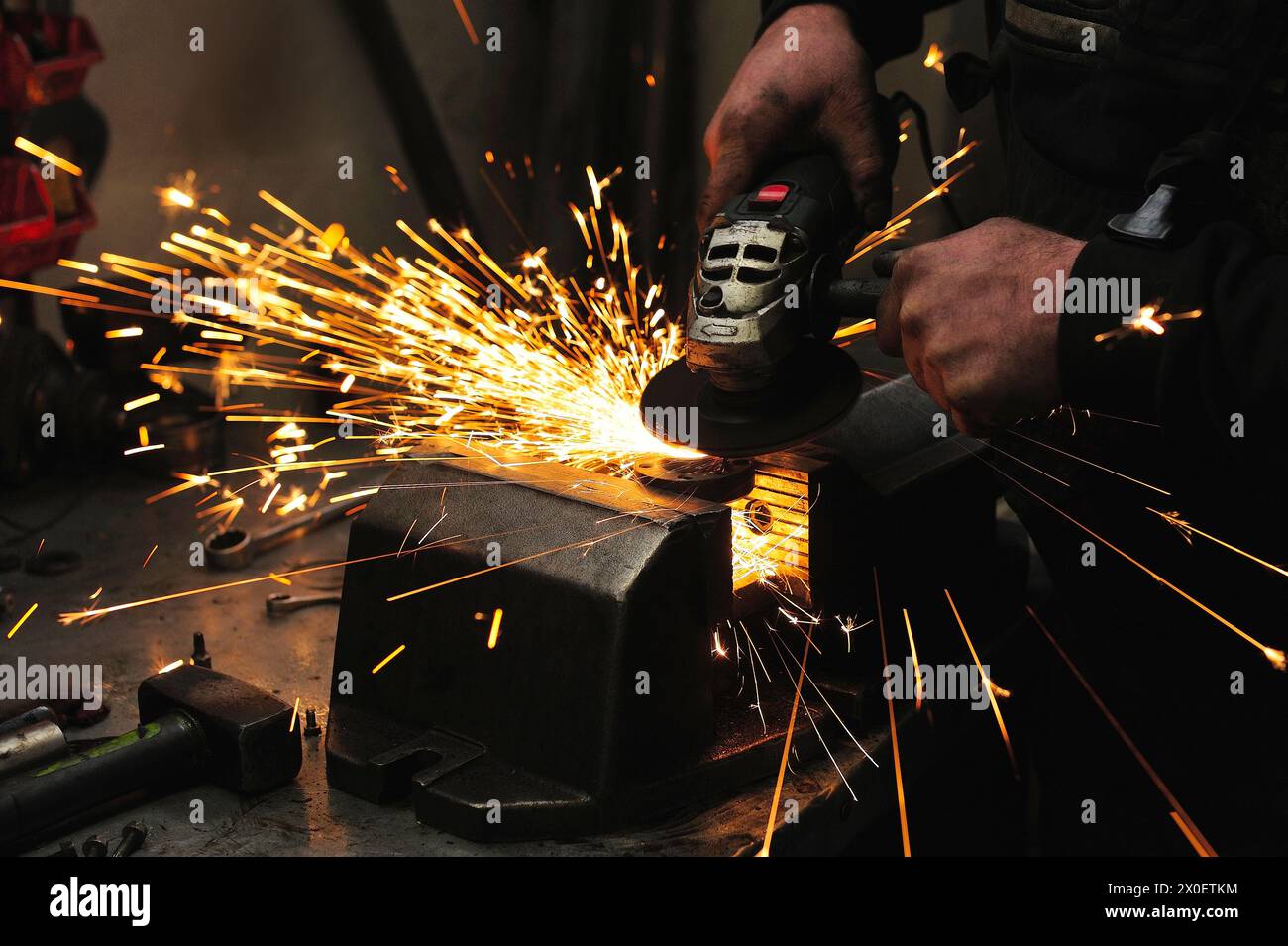 grinder, high, cutting, sparks, danger, safety, hygiene, work, hand ...