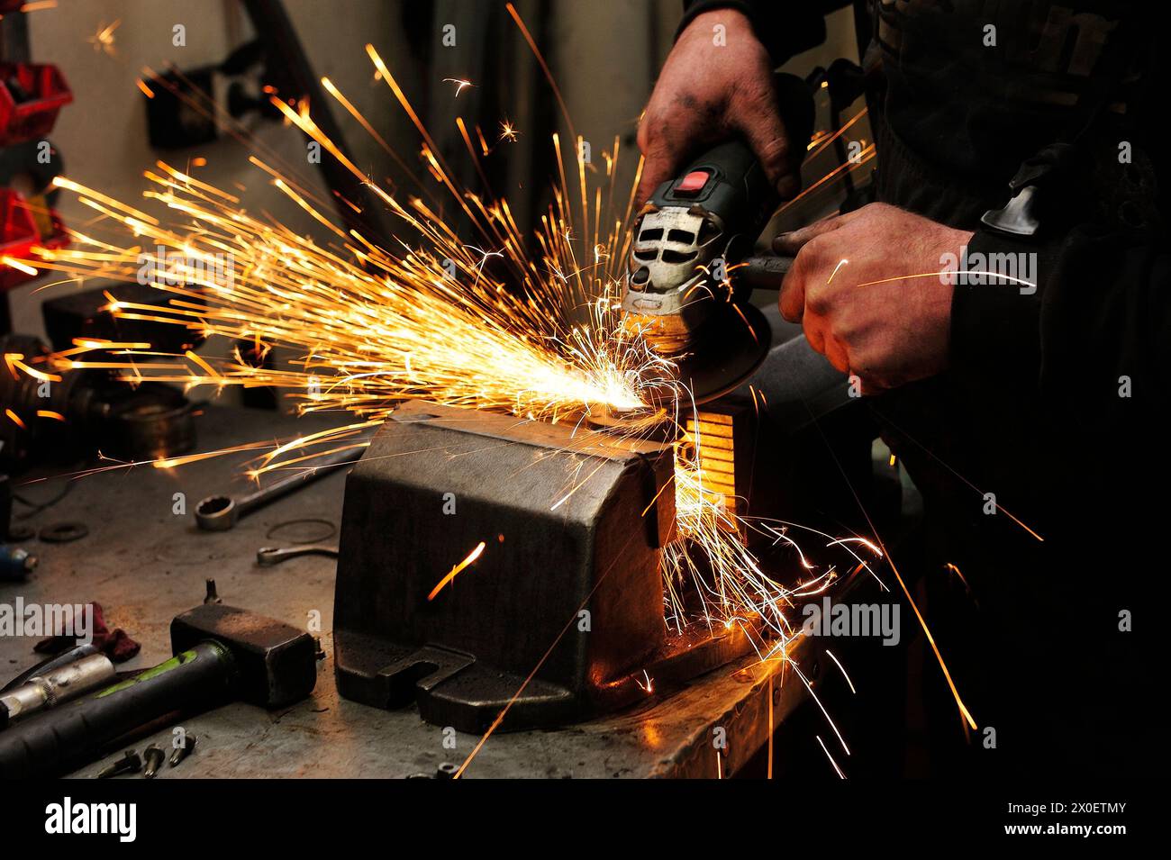 grinder, high, cutting, sparks, danger, safety, hygiene, work, hand ...