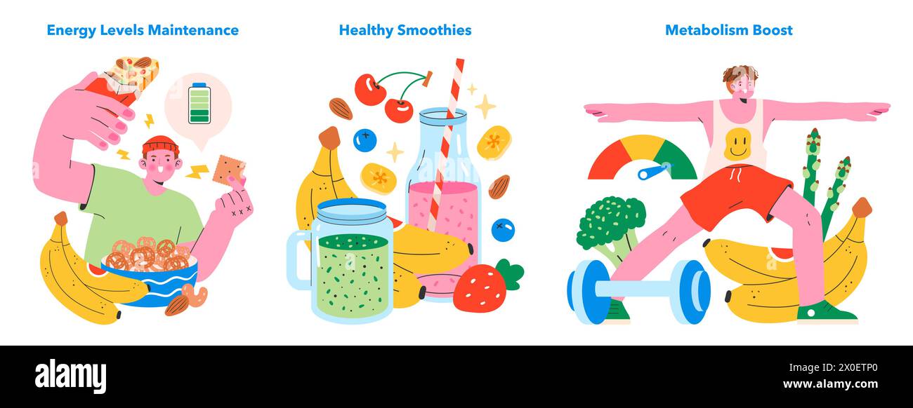 Healthy Snacking set. Portraying energy sustenance, nutritious ...