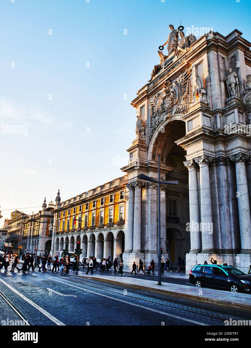 The Praca Do Comercio also known as Commerce Square, with Arco da Rua ...
