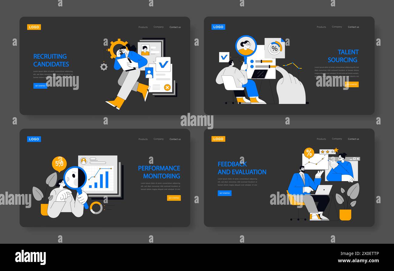 Human resources set. Recruitment, talent sourcing, performance ...