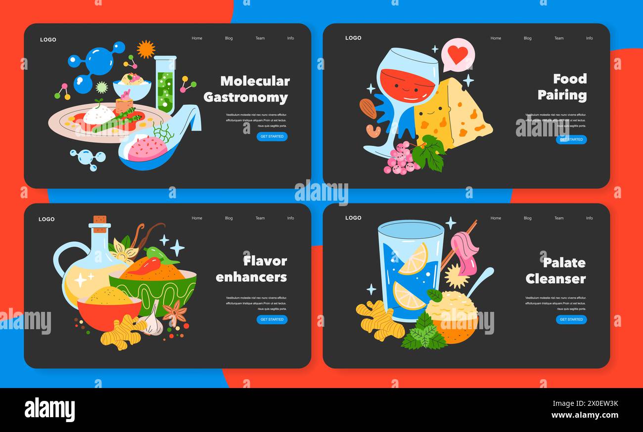 Culinary Science set. Molecular gastronomy, food pairing, flavor ...