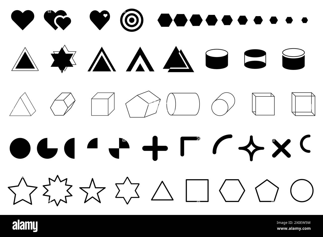 Versatile geometric icons. Simple shapes collection. Essential design ...