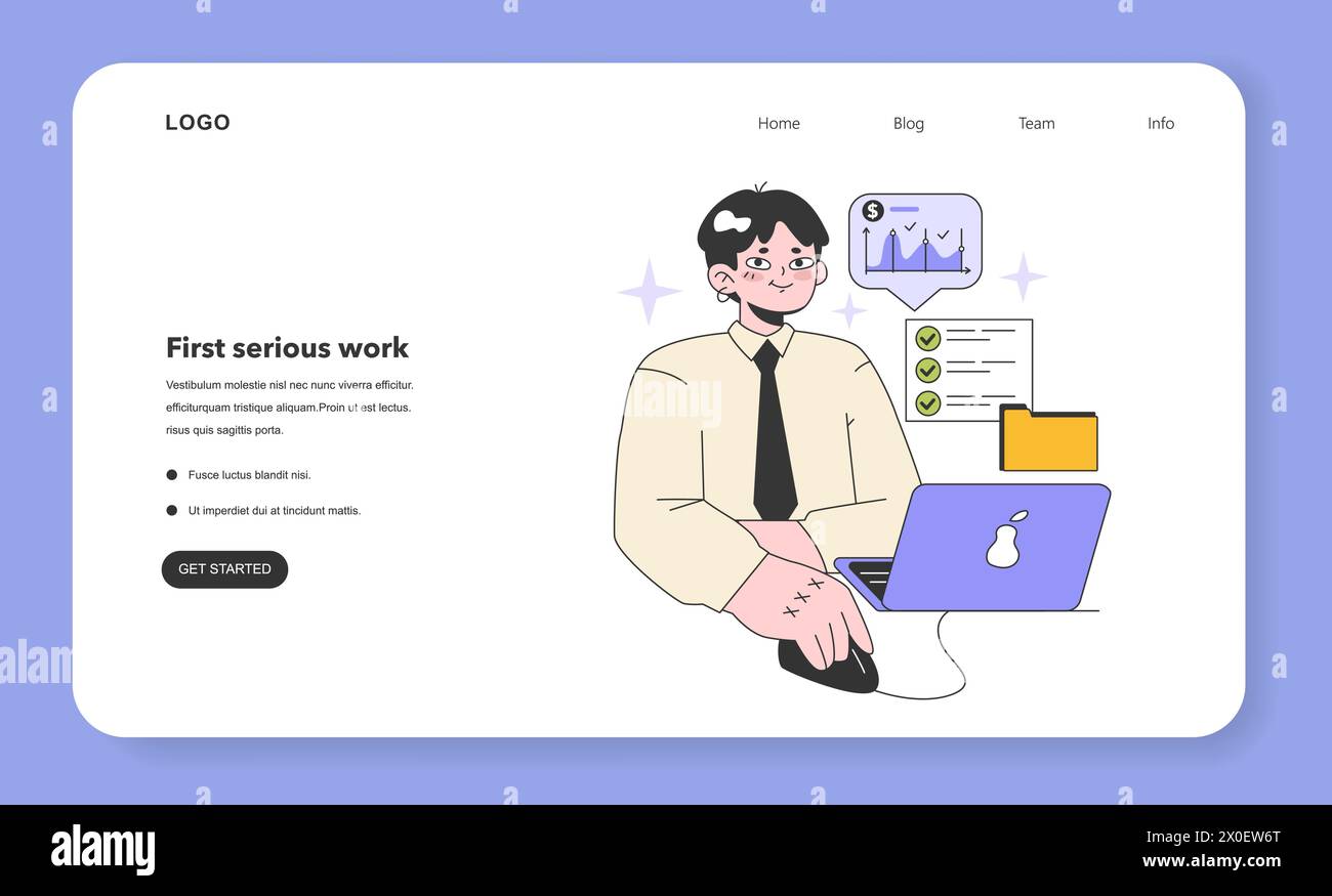 First work web banner or landing page. Career development. Youth and ...