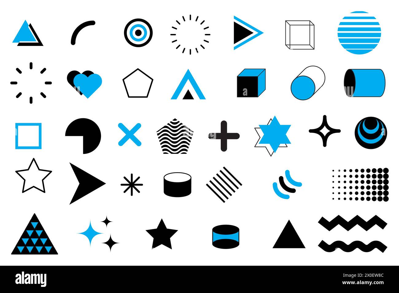 Collection of geometric shapes and design elements. Varied icons in ...